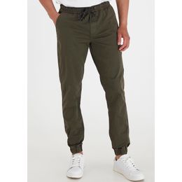 Chinohose Blend "Trousers BHNIMBU pants", Herren, Gr. XL, N-Gr, gr&uuml;n, Web, Obermaterial: 97% Baumwolle, 3% Elasthan, unifarben, washed, comfort fit normal, Hosen Chinohose, mit Kordelzug und elastischem Bund