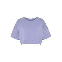 Lascana Damen Kurzarmshirt, lila, Gr. XS, unifarben, Single Jersey, Obermaterial: 95% Baumwolle, 5% Elasthan, Shirts, T-Shirt, weite Form mit