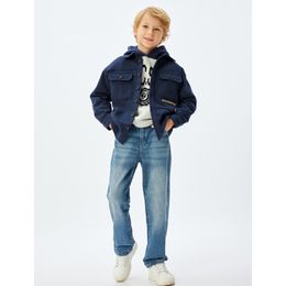 KOTON Jacke Jungen Gr&ouml;&szlig;e 134/140 hellblau / dunkelblau / gelb
