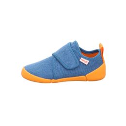 Superfit Jungen Barfu&szlig;schuh "VENTI WMS: weit", Gr. 32, blau, Baumwolle, meliert, Schuhe, Klettschuh, in WMS: Weite weit, Gr&ouml;&szlig;enschablone zum Download