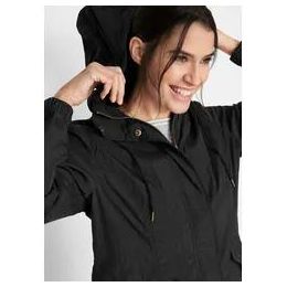 Allwetterjacke bonprix, Damen, Gr. 52, schwarz, Web, Obermaterial: 100% Polyamid, unifarben, bequem Po-bedeckend, elastischer Bund, Jacken, sportlicher Stil, leichter Parka mit Kapuze, mit seitlichen Taschen