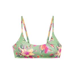 Lascana Damen Bustier-Bikini-Top "Malia"salbei, pink bedruckt, Gr. 32, bedruckt, floral, Microfaser, Microfaser, Polyamid, Bikini-Oberteile, mit