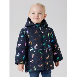 name it M&auml;dchen Outdoorjacke "NMFMAXI PA JACKET FOIL AOP NOOS"schwarz sapphire aop:unicorn, Gr. 86, bedruckt, Web, Obermaterial: 100% Polyester,