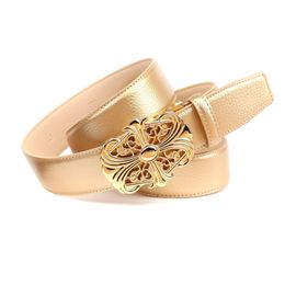 Anthoni Crown Damen Lederg&uuml;rtel, gold, Gr. 95, Rindsleder, G&uuml;rtel