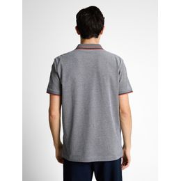 Tom Tailor Herren Poloshirt, grau, Gr. L, kontrastfarbene Details, unifarben, Single Jersey, Obermaterial: 98% Baumwolle, 2% Elasthan, Shirts, mit