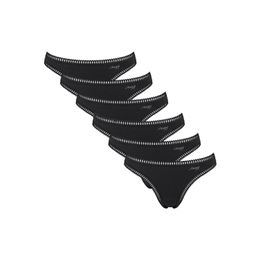 String Sloggi "String GO Crush String C6P 6er Pack", Damen, Gr. L, schwarz, Obermaterial: 95% Baumwolle CO. 5% Elasthan EL., Unterhosen String