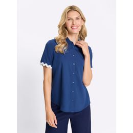 Classic Basics Damen Kurzarmbluseroyalblau, wei&szlig;, Gr. 44, gemustert, mehrfarbig, 100% Polyester, Blusen