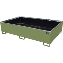 eurokraft pro Regal-Bodenwanne mit PE-Einsatz, 1000 l Auffangvolumen, LxBxH 2165 x 1315 x 510 mm, gr&uuml;n, ab 3 Stk