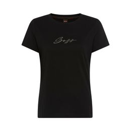 BOSS Orange Damen T-Shirt "Esogo_MA_crystal Premium Damenmode", schwarz, Gr. XS, unifarben, Single Jersey, Obermaterial: 100% Baumwolle, Shirts, mit