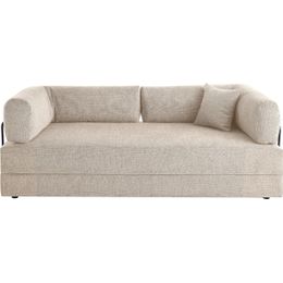 Schlafsofa HOMSY BY ANA JOHNSON "Folda, Dauerschl&auml;fer, Breite 206 cm, Liegefl&auml;che 181x198 cm", hellbeige, B:206cm H:72cm T:94cm, Sofas, Schlafsofa, mit Bett-/Schlaffunktion, inkl. 1x Zierkissen, Tonnentaschenfederkern