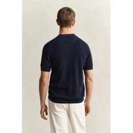 Gant Herren Poloshirt "MICRO TEXTURED COTTON", blau, Gr. L, unifarben, Jersey, Obermaterial: 100% Baumwolle, Shirts, Regular fit mit Polokragen