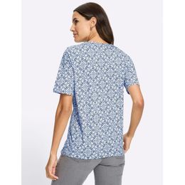 Damen Print-Shirt "Druck-Shirt", blau, Gr. 54, gemustert, mehrfarbig, 50% Baumwolle, 50% Modal, Shirts