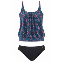 Lascana Damen Oversize-Tankini, bunt, Gr. 44, Ethnomuster, Polyamid, Bikini-Sets, mit Softcups, verstellbare Tr&auml;ger, mit Unterbrustgummi