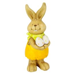 Dekofigur I.GE.A. "Deko Osterhase mit Eier", gelb, B:18cm H:46cm, Magnesia, Dekofiguren, Dekofigur, Figur 46 cm Deko Hase Osterdeko Hasenfigur Fr&uuml;hling Ostern Ostereier
