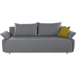Schlafsofa Collection AB "3-Sitzer, Funtastic", grau (dungelgrau), B:212cm H:84cm T:96cm, Zierkissen: 100% Polyester;Struktur (100% Polyester);Kunstleder SOFTLUX;Microfaser PRIMABELLE (100% Polyester), Sofas, Schlafsofa, inkl. Bettfunktion, Bettkasten, Federkern, Frei im Raum stellbar