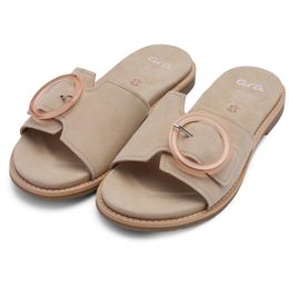 Pantolette Ara "ELBA", Damen, Gr. 39, hellbeige, Veloursleder, unifarben, Schuhe Pantolette, Sommerschuh, Schlupfschuh mit Zierschnalle, in Weite G (= weit)