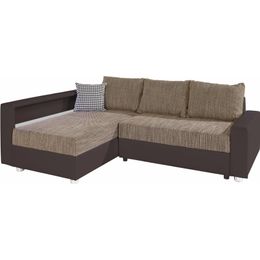 Ecksofa Collection AB "Relax L-Form", braun (braun, cappucino), B:223cm H:84cm T:91cm, Zierkissen: 100%Polyester;Struktur (100% Polyester);Microfaser PRIMABELLE (100% Polyester);Kunstleder SOFTLUX / Struktur (80% Polyester, 20% Acryl);Microfaser PRIMABELLE (100% Polyester) / Struktur (80% Polyester, 20% Acryl), Sofas, Ecksofa, inklusive Bettfunktion, Federkern, wahlweise mit RGB-LED-Beleuchtung
