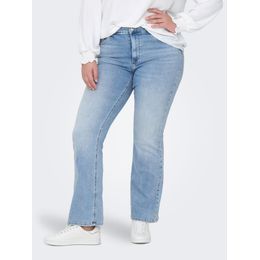 Only CARMAKOMA Damen Bootcut-Jeans "CARWILLY LIFE HW FLARED DNM TAI467", blau, Gr. 52, unifarben, Denim/Jeans, Obermaterial: 92% Baumwolle, 6%