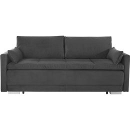 Schlafsofa OTTO HOME "Berlin", grau (dunkelgrau), B:218cm H:97cm T:96cm, Microfaser PRIMABELLE (100% Polyester);Struktur fein (100% Polyester);Samtoptik (100% Polyester), Sofas, Schlafsofa, mit Boxspringaufbau, Bettfunktion & Bettkasten, Dauerschlafsofa