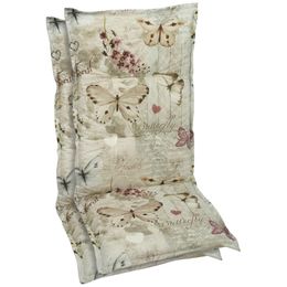 Hochlehnerauflage GO-DE, rosa (creme, braun, rose), B:120cm H:5,5cm T:50cm, Bezug: 65% Polyester, 35% Baumwolle, Polsterauflagen, Hochlehnerauflage, 50 cm x 6 cm x 120 cm