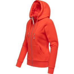 Ragwear Damen Kapuzensweatjacke "Neskia Zip"rot, Gr. S, Material: 70% Baumwolle, 30% Polyester, Sweatjacken, Weiche Sweatjacke mit Kapuze