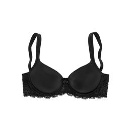 Lascana Damen Schalen-BH, Gr. 75, schwarz, Microtouch, Obermaterial: 85% Polyamid, 15% Elasthan, BHs, mit B&uuml;gel & breiten Tr&auml;gern, weiche Spitze,