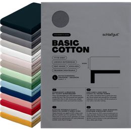 Spannbettlaken Schlafgut "Basic Cotton Bettlaken, 160 g/m&sup2;, 100% Baumwolle, Spannbetttuch", grau deep, 1 Stk., Jersey, 140-160x190-200 20cm, Jersey, Obermaterial: 100% Baumwolle, Bettlaken, Spannbettlaken, Spannbettlaken bis 20 cm Matratzenh&ouml;he, b&uuml;gelfrei und pflegeleicht