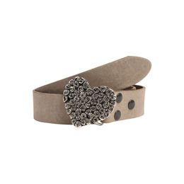 Damen Lederg&uuml;rtel "&raquo;Soft Taupe&laquo;, mit austauschbarer Schlie&szlig;e &raquo;Rosenherz Komplett&laquo;"taupe, Gr. 110, RETTUNGSRING G&Uuml;RTEL, Rindsleder, G&uuml;rtel