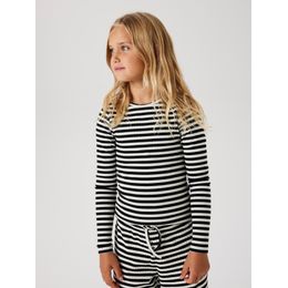 name it M&auml;dchen Langarmshirt "NKFSURAJA XSL LS TOP NOOS", schwarz, Gr. 158, geringelt, gestreift, Jersey, Obermaterial: 95% Baumwolle, 5% Elasthan,
