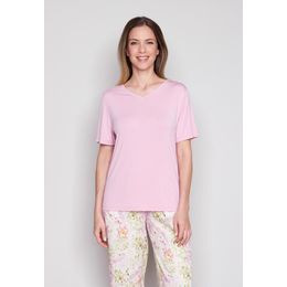 JOOP! Pyjamaoberteil JOOP, Damen, Gr. 38, mauve, Jersey, Obermaterial: 95% Modal, 5% Elasthan, bequem h&uuml;ftbedeckend, V-Ausschnitt, Shirts, mit V-Ausscshnitt und kurzem Arm
