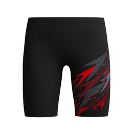 Badehose Speedo "Medley Logo Jammer" Gr. 164, blk, rot, Badehosen, Jungen, 164 (158), N-Gr, Obermaterial: 80% Nylon, 20% Elasthan, Badehose, f&uuml;r Kinder und Jugendliche, mit V-Cut-Futter, mit internem Kordelzug