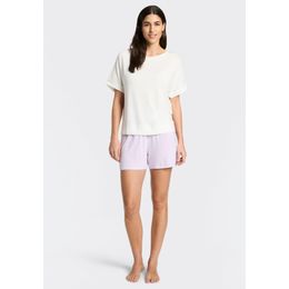 Shorty BOSS "Element Short Set", Damen, Gr. S, open lila 553, Obermaterial: 95% Viskose, 5% Elasthan, unifarben, normal normal, Rundhals, Homewear-Sets Shorty