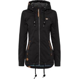 Ragwear Damen Funktionsjacke "ZUZKA", schwarz, Gr. XL, kontrastfarbene Details, unifarben, Web, Obermaterial: 100% Polyester. Futter: 100% Polyester,