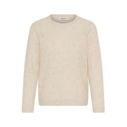oxmo Damen Strickfleece-Pullover "Strickpullover OXSinva", wei&szlig;, Gr. M, Obermaterial: 76% Polyacryl PAN. 21% Polyester PES. 3% Elasthan EL., Pullover