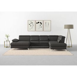Sit & More Wohnlandschaft SIT & MORE "Cabrio U-Form, B: 359 cm, mit Sitztiefen-, Arm- & Kopfteilverstellung", braun (mokka), B:359cm H:87cm T:230cm, Sofas, Wohnlandschaft, 3 Nierenkissen, Federkern, optional Bettfunktion und Stauraum