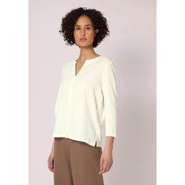 3/4-Arm-Shirt Street One, Damen, Gr. 46, wei&szlig; (sanftes wei&szlig;), Stoff, 95% Viskose, 5% Elasthan, unifarben, normal normal, Rundhals, abgesteppt, Shirts 3/4-Arm-Shirt, mit Strukturmix