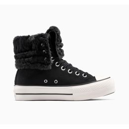 Converse Damen Sneaker "CHUCK TAYLOR ALL STAR FOLD OVER LIFT", Gr. 39,5schwarz, schwarz, egret, Textil, Schuhe, Winterschuhe, gef&uuml;ttert