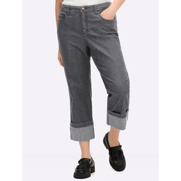 sheego Damen 7/8-Jeans, grau, Gr. 56, unifarben, 99% Baumwolle, 1% Elasthan, Jeans