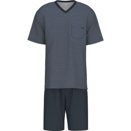 Calida Herren Shorty "Relax Streamline", Gr. XXL, blau, Interlock, Obermaterial: 100% Baumwolle, unifarben, Homewear-Sets, mit V-Ausschnitt