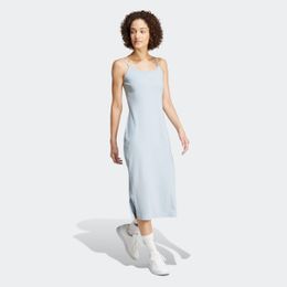 Shirtkleid adidas Sportswear "ALL SZN RIB FITTED MIDI", Damen, Gr. S, N-Gr, blau (wonder blau), Obermaterial: 45% Baumwolle, 45% Viskose, 10% Elasthan, Kleider Shirtkleid