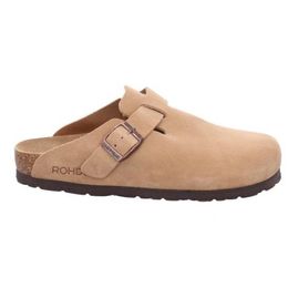 Rohde Damen Clog "Alba", Gr. 43, beige, Veloursleder, used, Schuhe, Leder Mules, Hausschuh mit leichter Laufsohle in Weite G (weit)