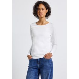 Street One Damen Langarmshirtwei&szlig;, Gr. 44, unifarben, Web, 100% Baumwolle, Shirts, Basic