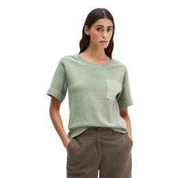 Marc O'Polo T-Shirt MARC O'POLO, Damen, Gr. L, fresh sage, Jersey, Obermaterial: 100% Baumwolle, loose fit normal, tiefer Rundhals, Shirts T-Shirt, loose fit mit aufgesetzter Satin-Tasche