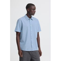 Kurzarmhemd Blend "BHABAN SHIRT PP NOOS", Herren, Gr. M, N-Gr, lichen blau, Web, Obermaterial: 70% Baumwolle, 30% Leinen, Leinenoptik, unifarben, regular fit normal, Hemden