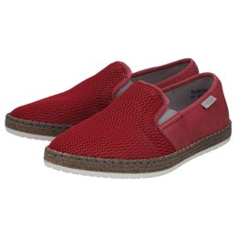 Rieker Herren Espadrille, Gr. 45dunkelrot, grau, Nubuklederimitat, Textil, unifarben mit Farbeinsatz, Schuhe, Sommerschuh, Slipper, Freizeitschuh im