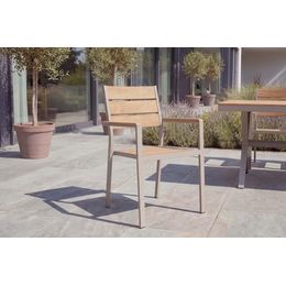 Riess Ambiente Moderner Gartenstuhl DESIGNO 90cm natur greige Aluminium stabelbar wetterfest Riess-Ambiente