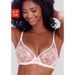 B&uuml;gel-BH Lascana, Damen, Gr. 95, Cup B, beige (puder), Mesh, Obermaterial: 73% Polyamid, 19% Polyester, 8% Elasthan, BHs B&uuml;gel-BH, in High-Apex-Schnittform mit zarter Bl&uuml;tenstickerei, sexy Dessous, Topseller
