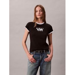 Calvin Klein Jeans T-Shirt '1968' Damen Gr&ouml;&szlig;e L schwarz / wei&szlig;