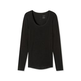 Schiesser Damen Langarmshirt "Personal Fit", Gr. XXL, schwarz, Single Jersey, Obermaterial: 55% Viskose, 25% Polyester, 20% Elasthan, unifarben,