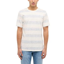 T-Shirt Mustang "MU-Austin Streifenprint", Jungen, Gr. L, wei&szlig; (blau, wei&szlig;, gestreift), Jersey, Obermaterial: 100% Baumwolle, gestreift, normal normal, Rundhals, Shirts T-Shirt, Regular fit